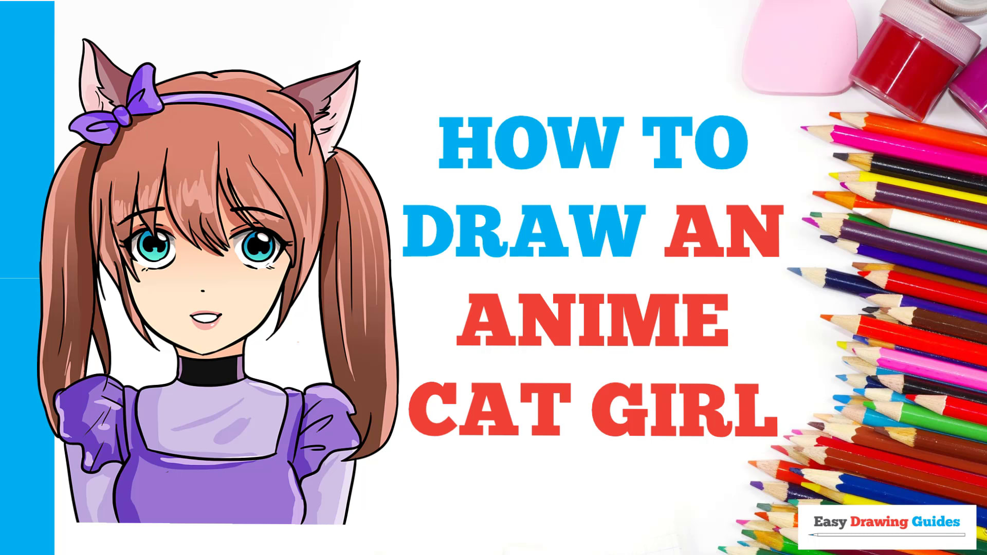 how to draw a girl with cat ears easy