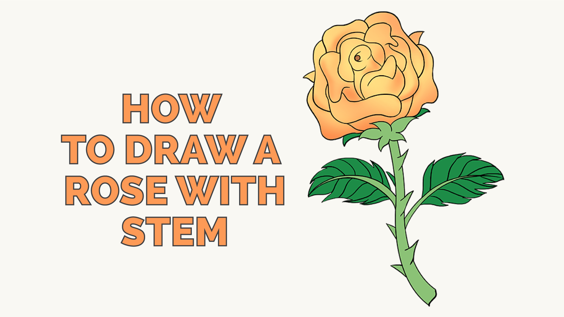 how to draw a rose on a stem