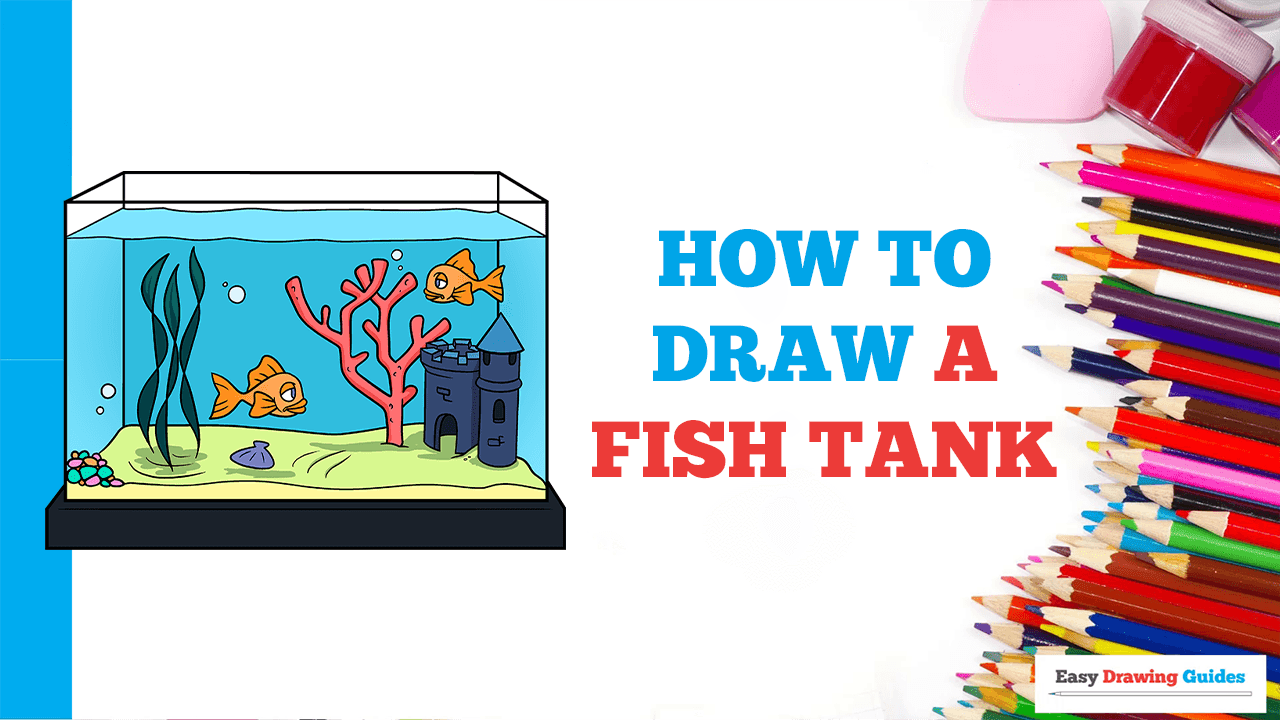 how to draw fish tank step by step