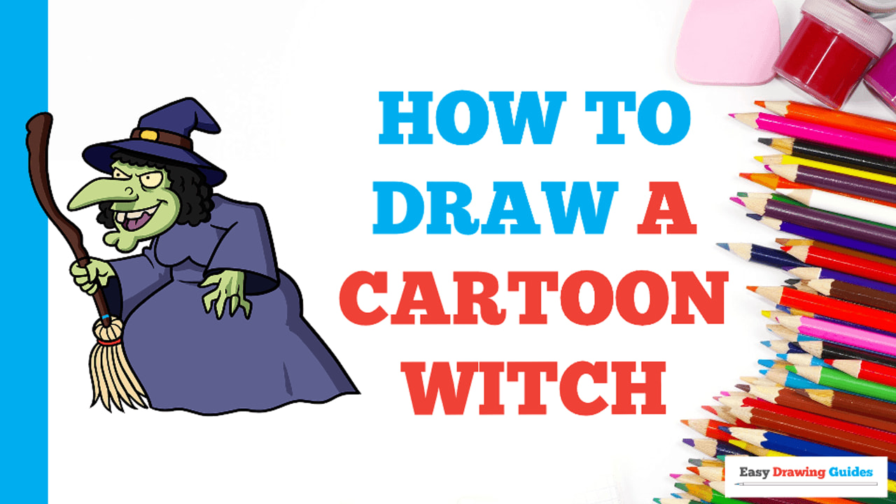 how to draw cartoon witch