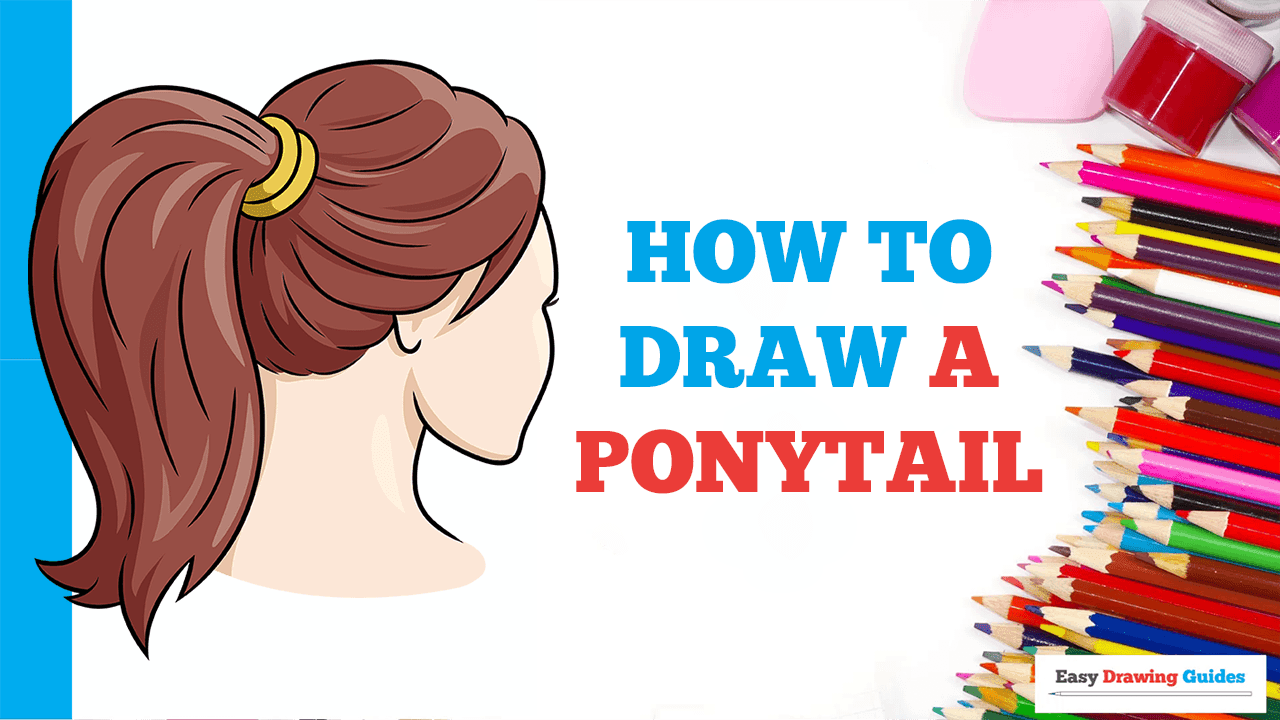 how to draw a ponytail easy