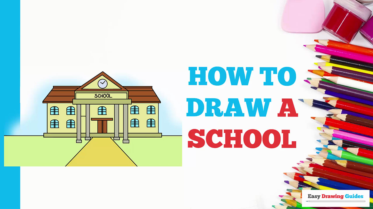 easy school drawing small