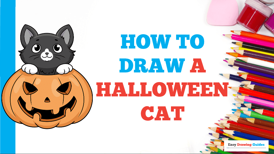 how to draw a cat in a pumpkin step by step