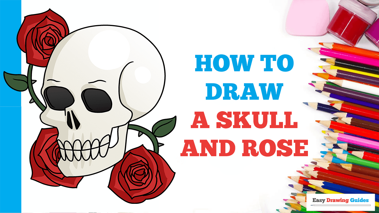 how to draw a rose and skull