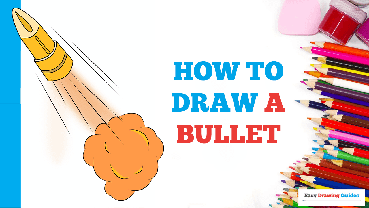 how to draw a gun bullet step by step