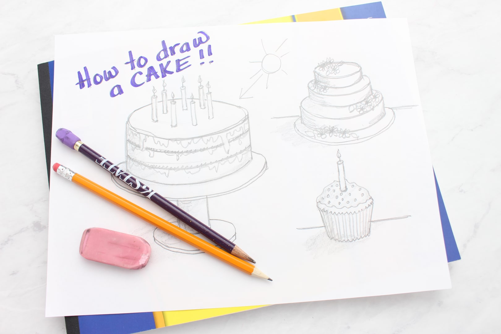simple cake drawing hard
