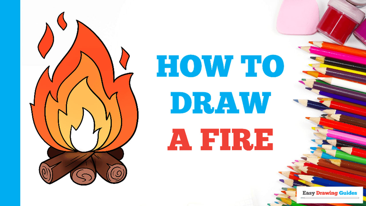 how to draw fire and logs