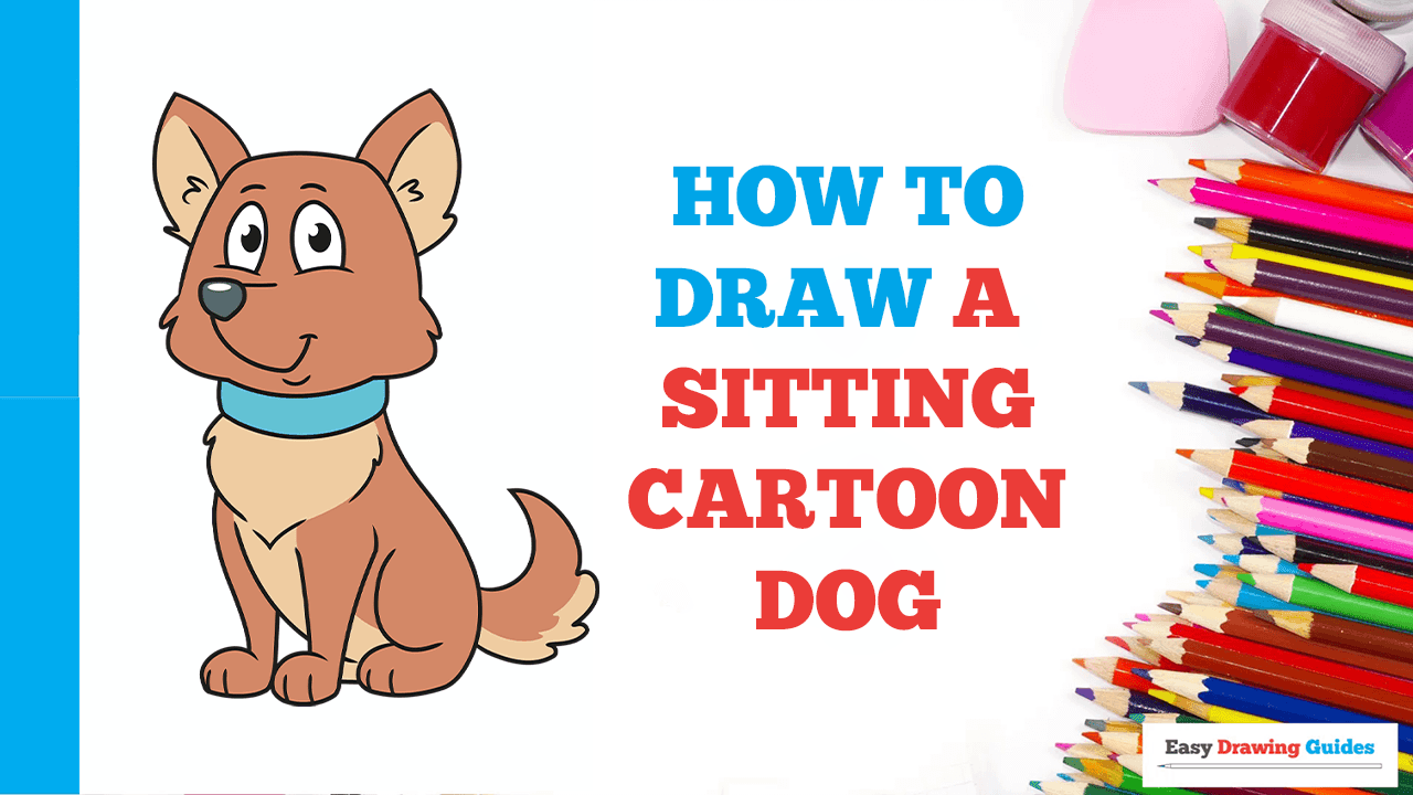 how to draw sitting dog step by step