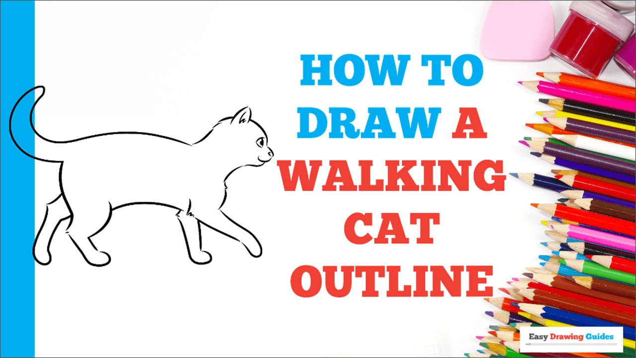 how to draw a cat walking step by step
