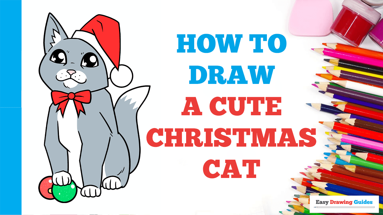 how to draw christmas cat