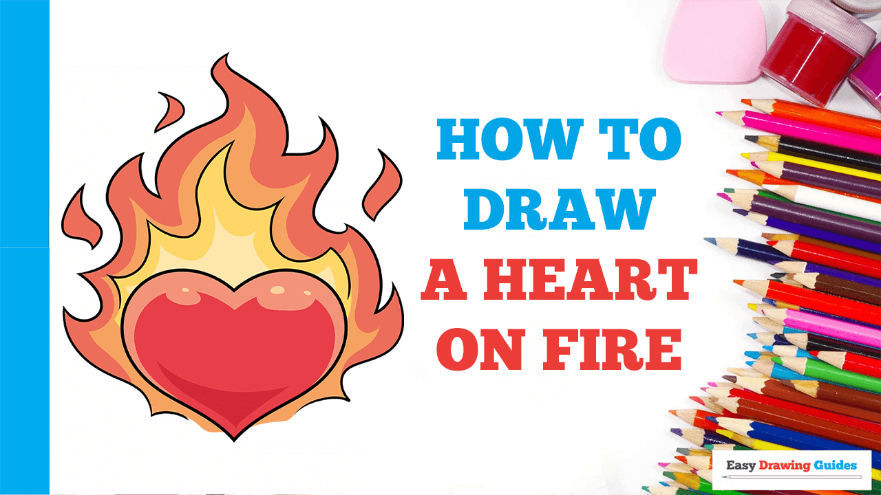 how to draw heart on fire