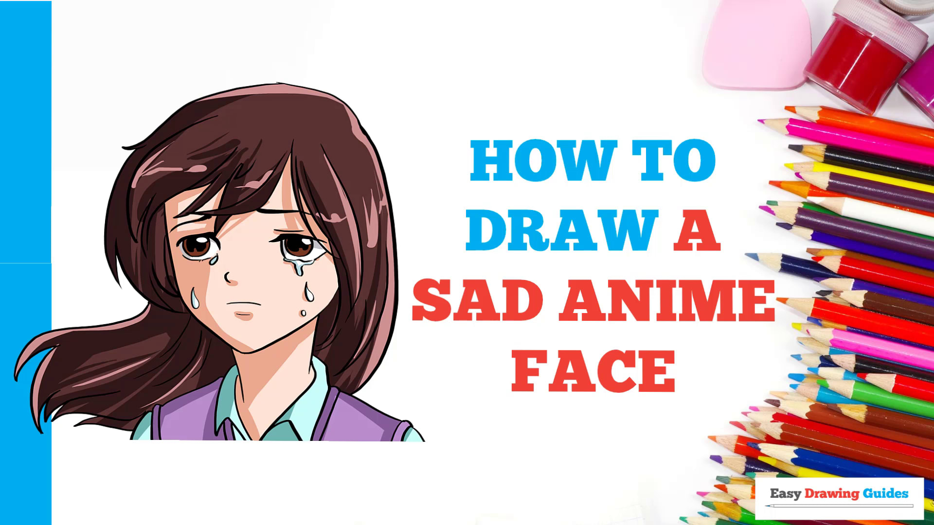 how to draw crying anime face