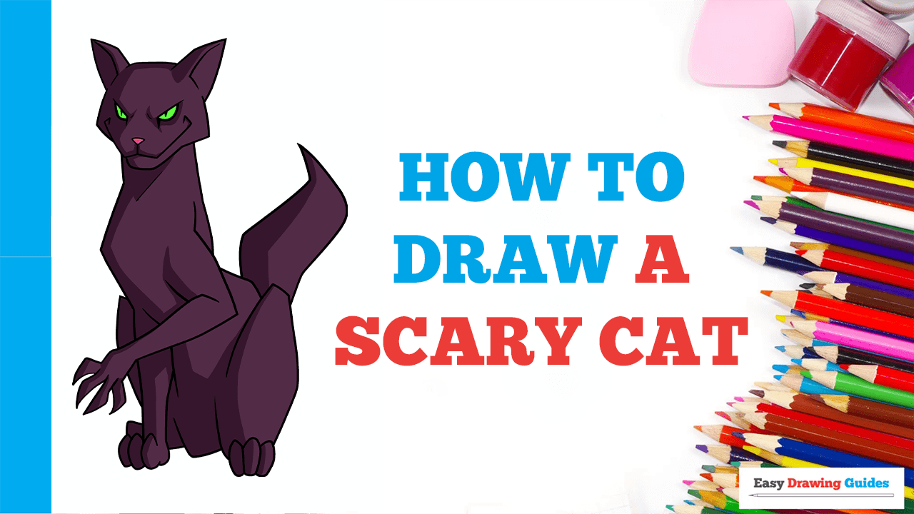 evil cat drawing easy