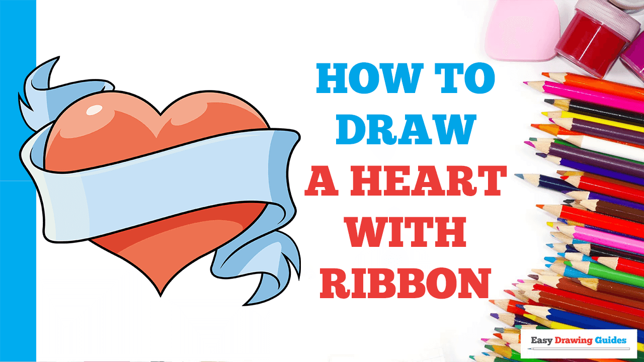 how to draw a ribbon around a heart