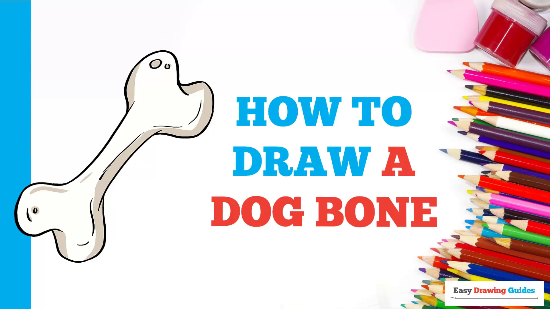how to draw dog with bone