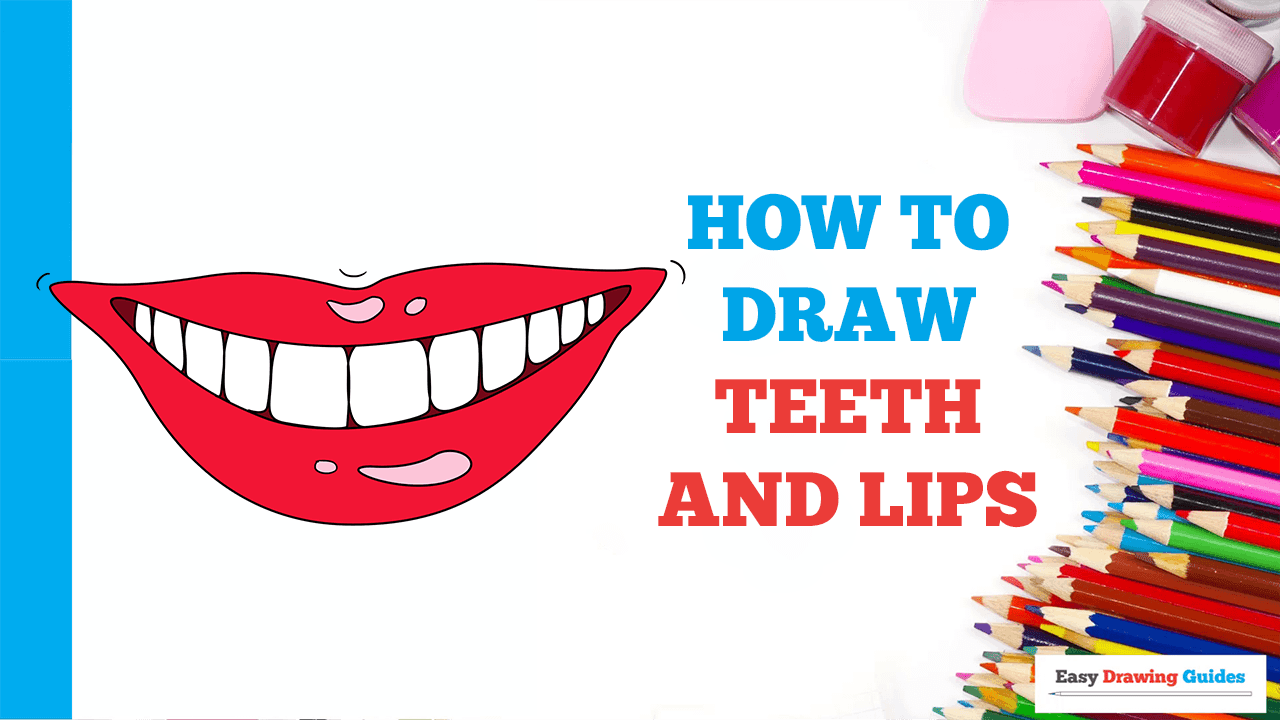 how to draw lips with teeth