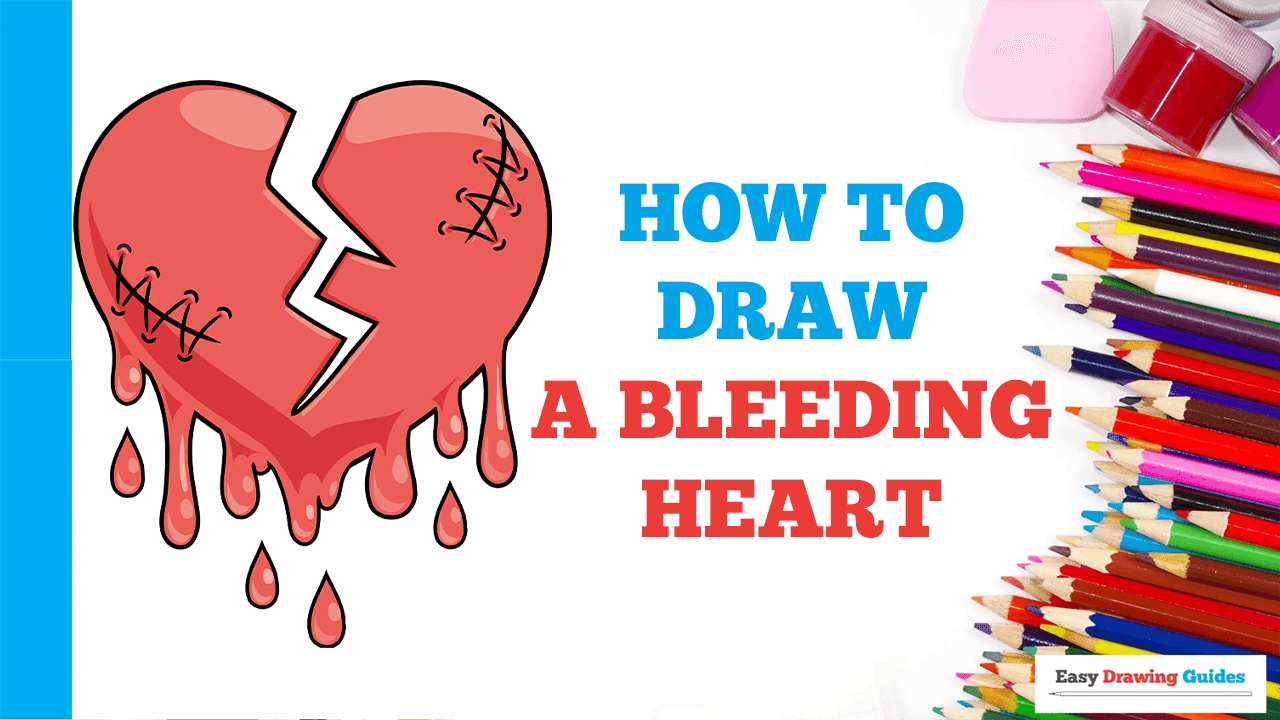 how to draw broken heart step by step