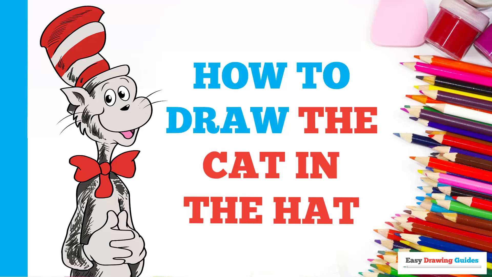how to draw cat in the hat step by step easy