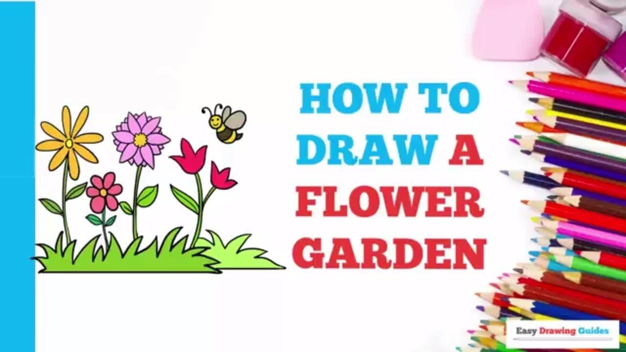 how to draw garden flowers in simple steps