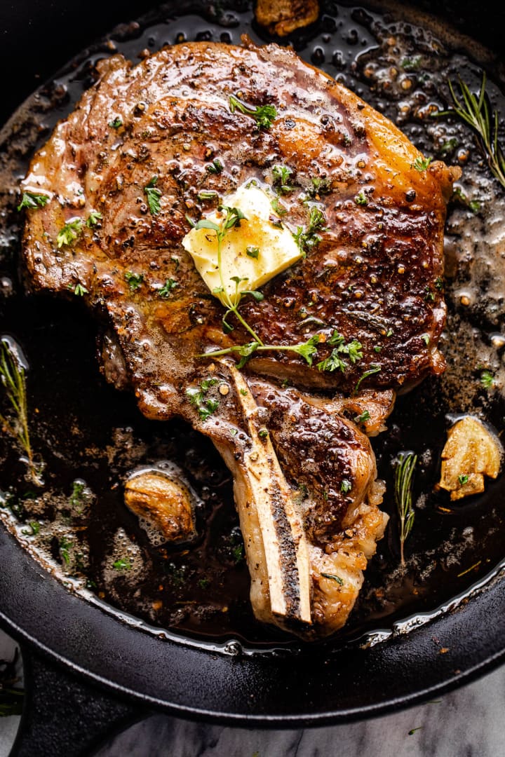 how to cook bone in ribeye in cast iron skillet