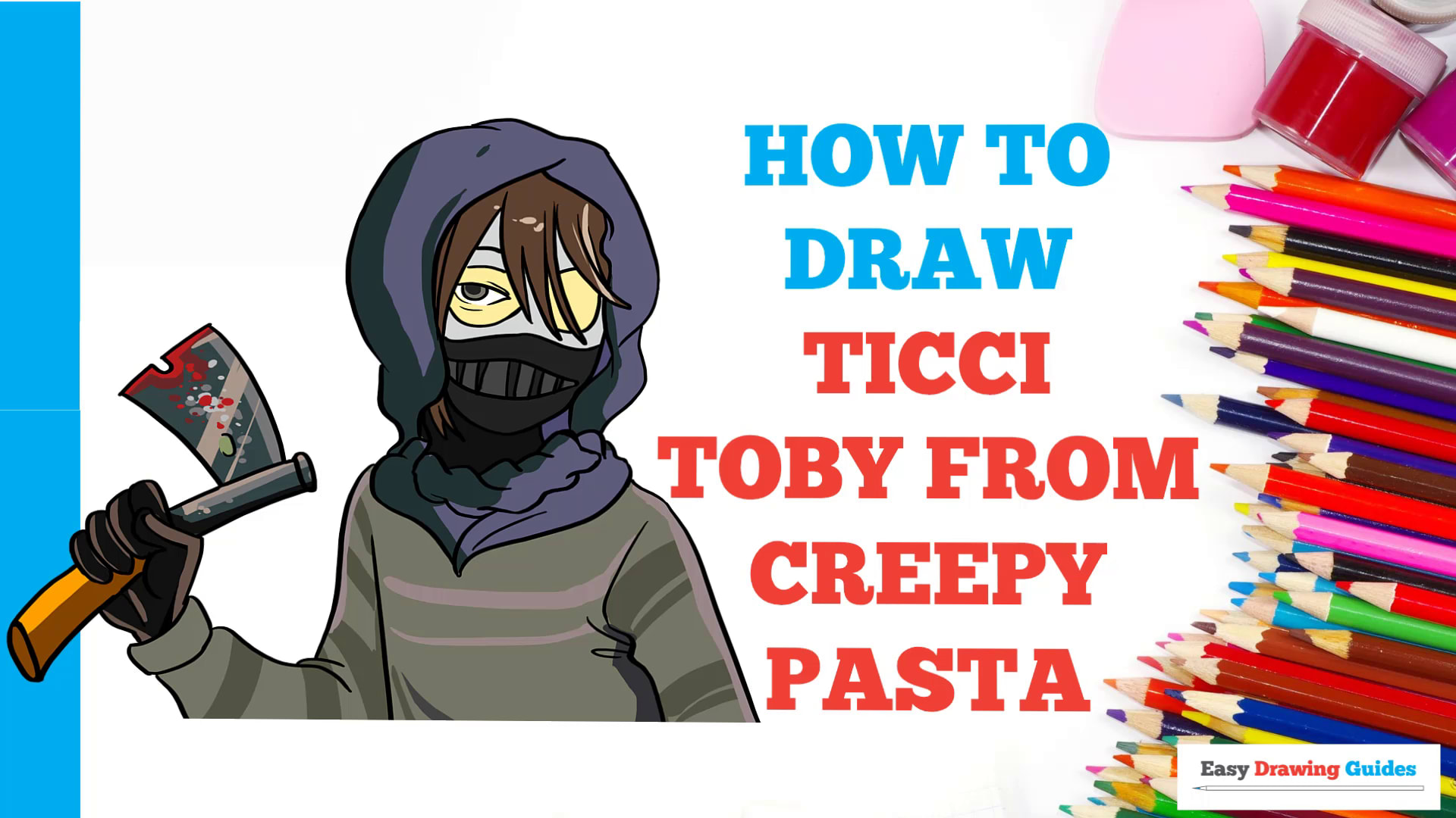 how to draw hoodie creepypasta step by step