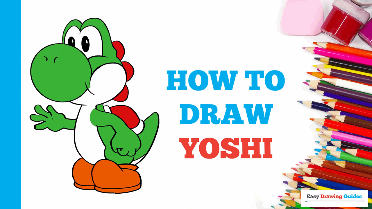 how to draw yoshi head step by step