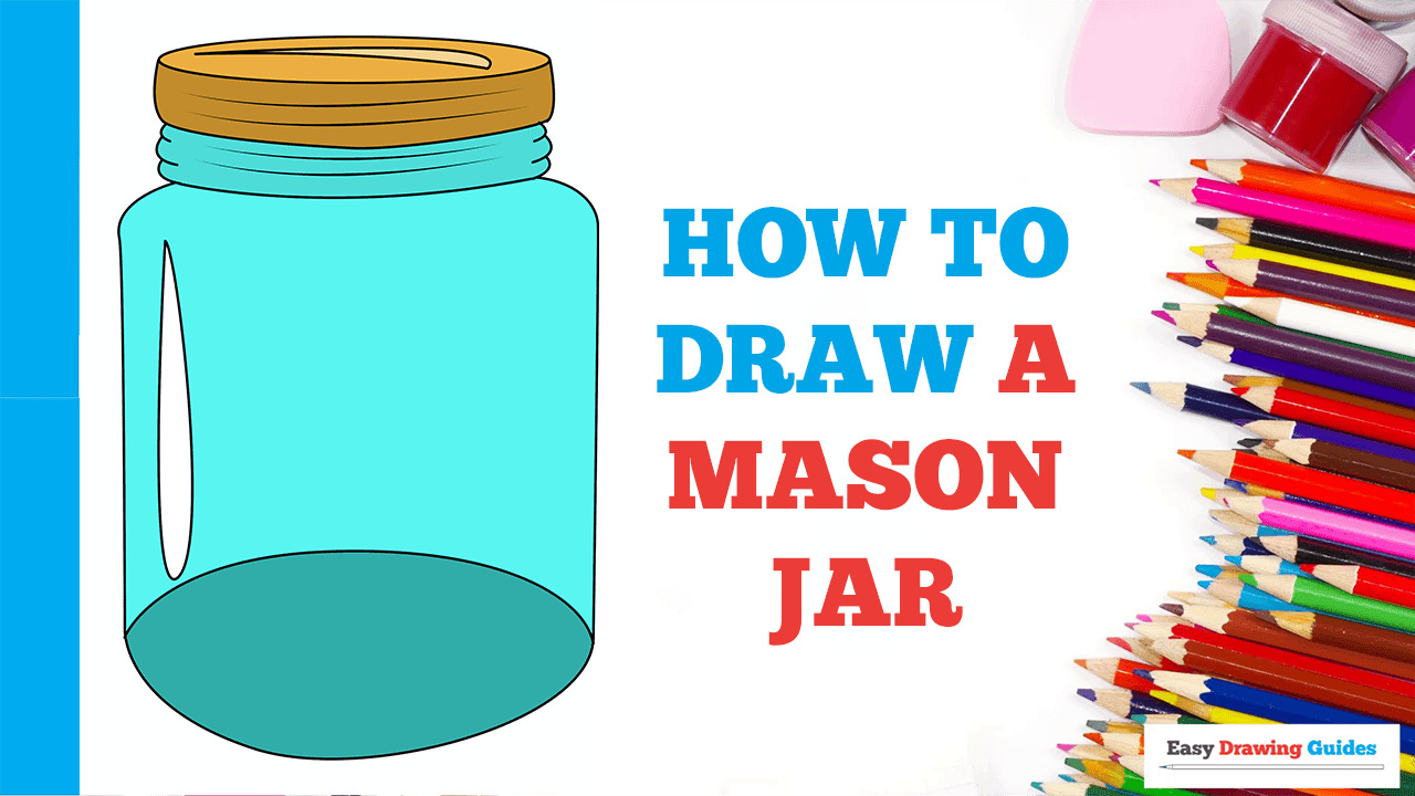how to draw a glass jar step by step