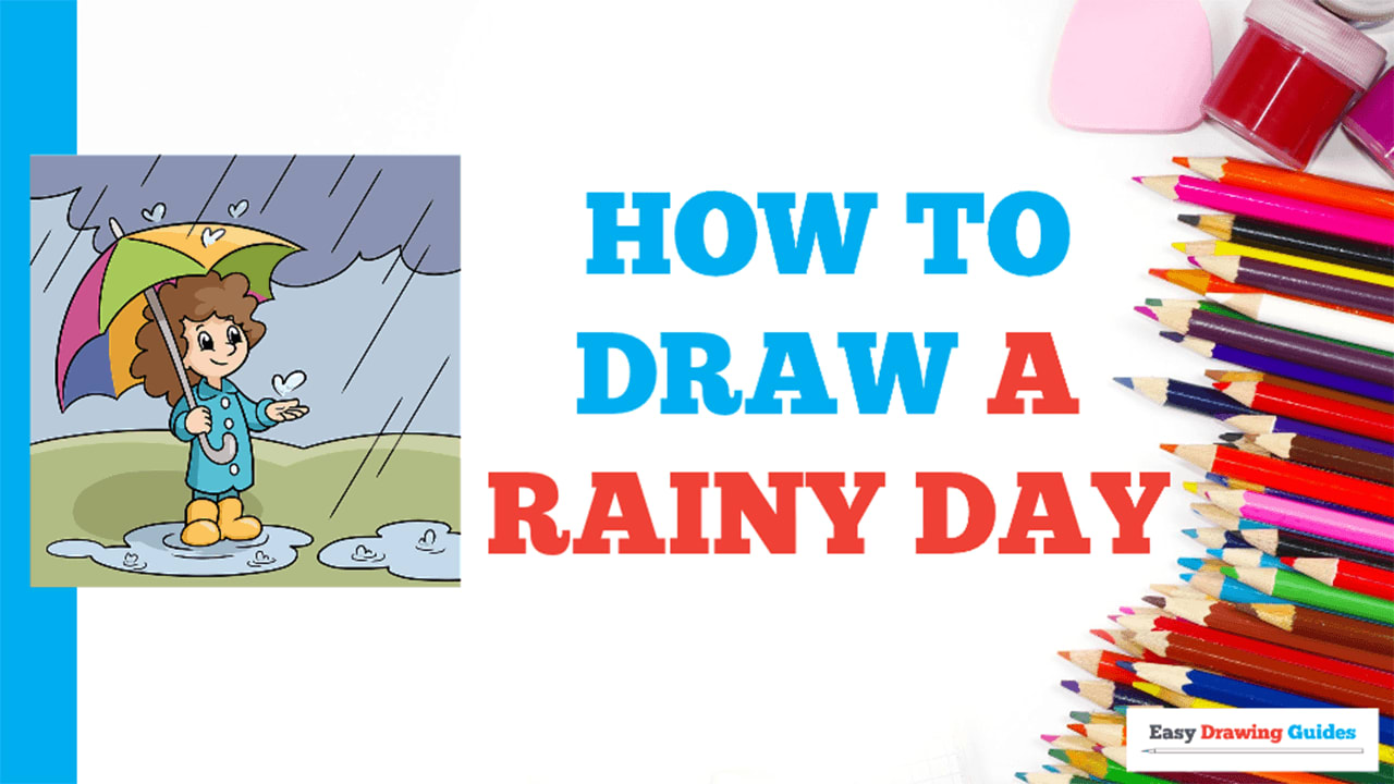 how to draw rain day