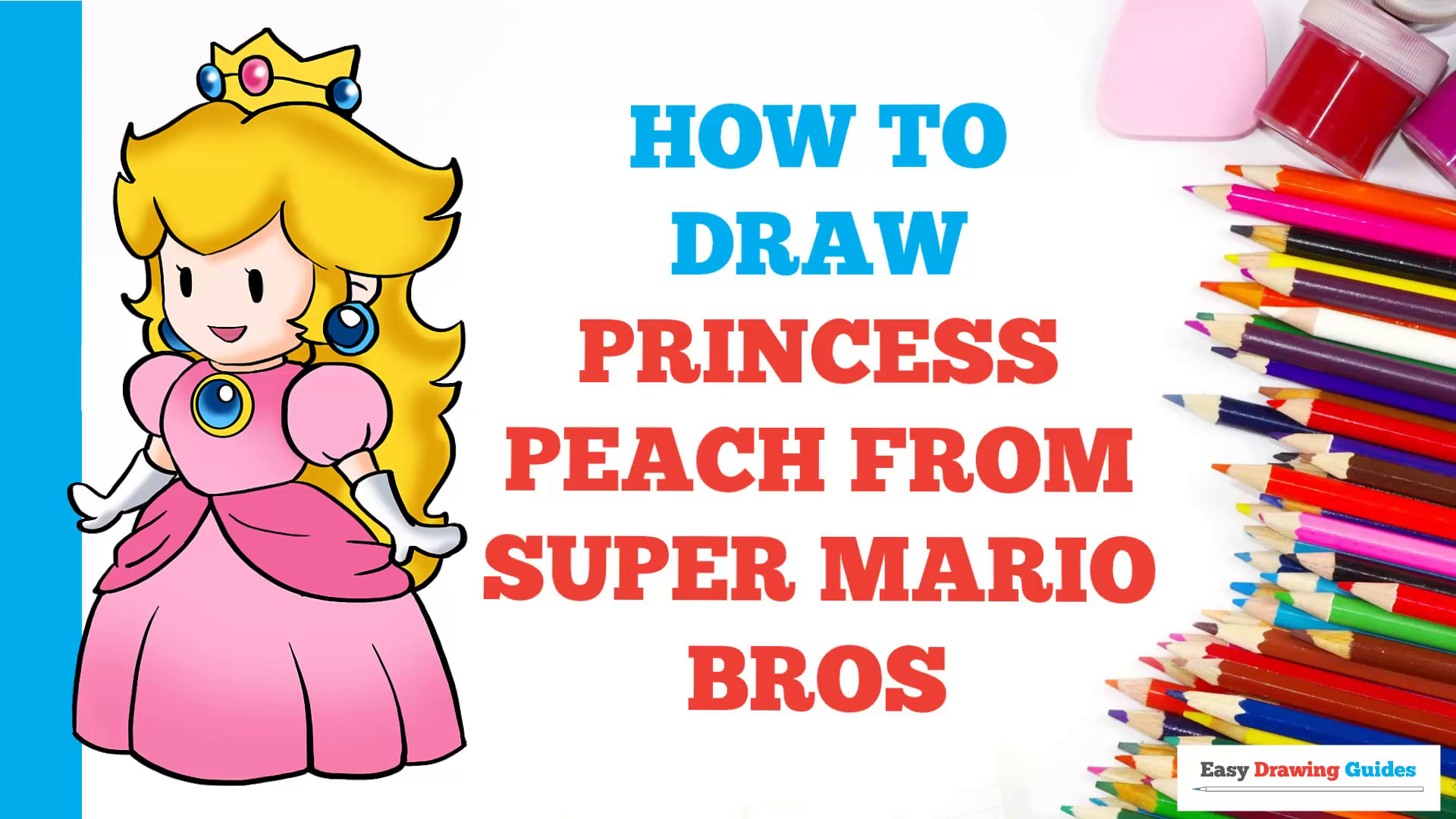 how to draw peach from mario