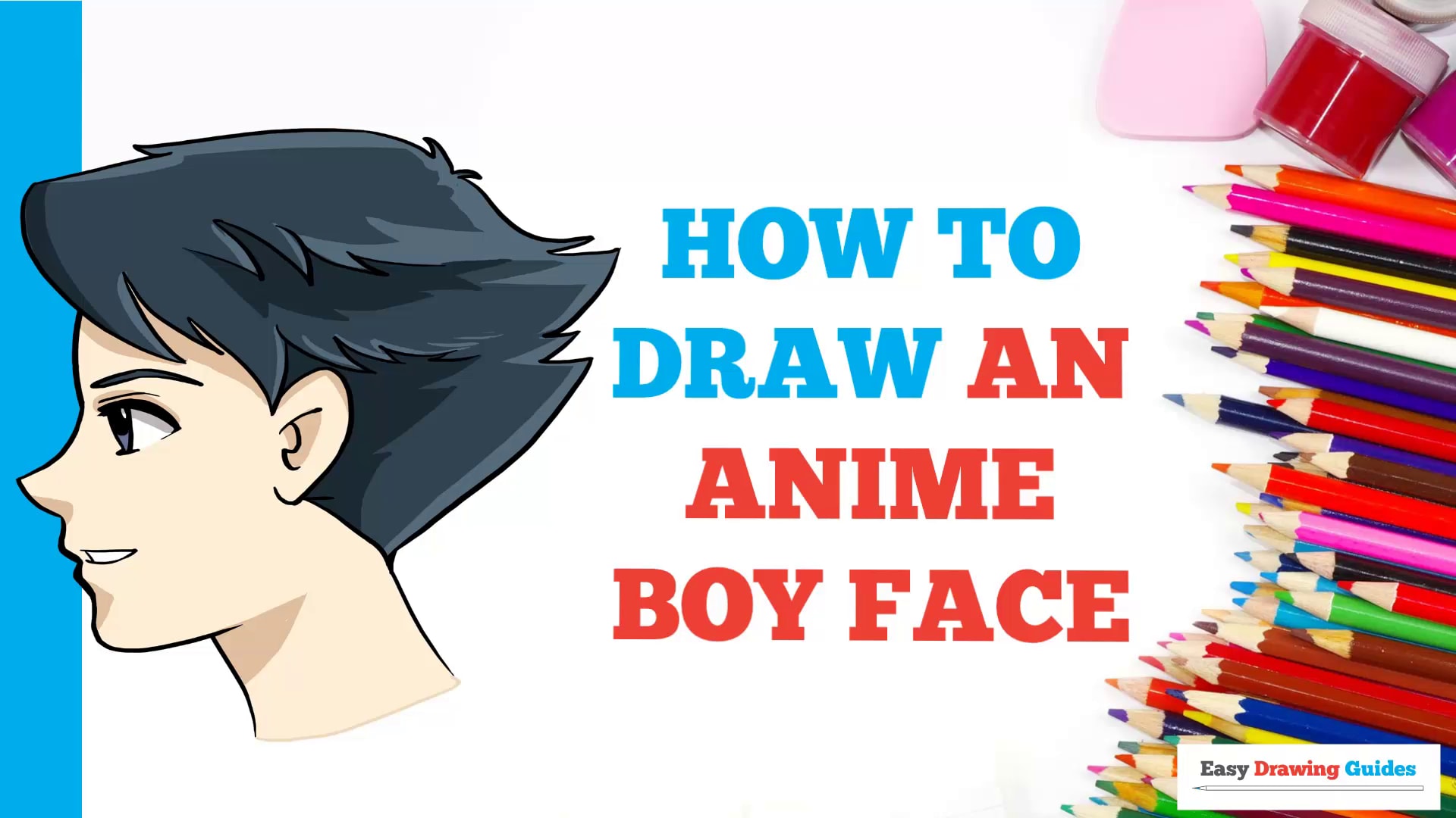 how to draw anime boy face easy