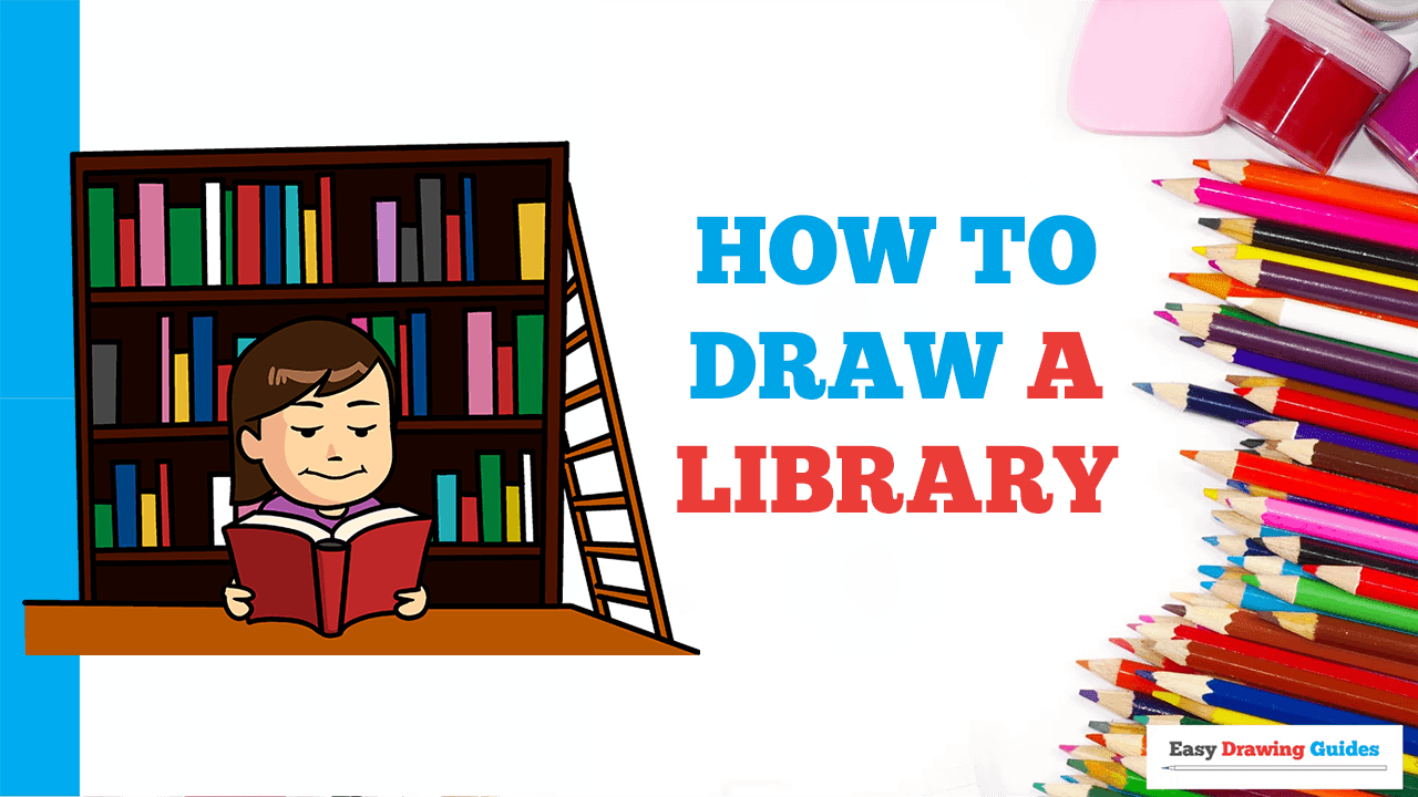 library drawing with students