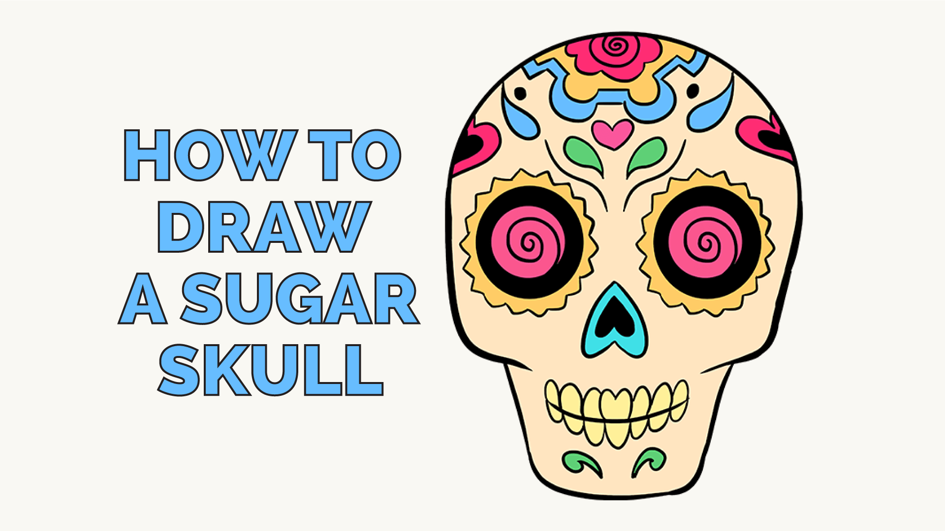 how to draw a sugar skull girl step by step easy