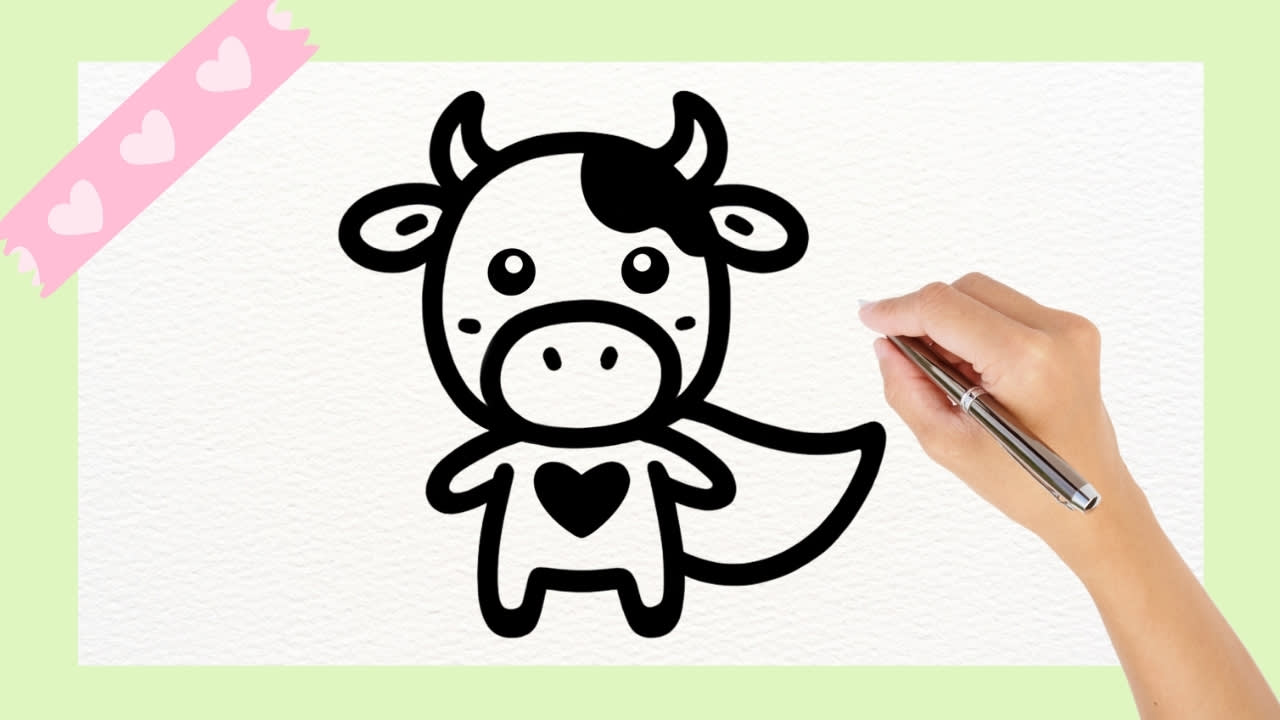 how to draw face of cow