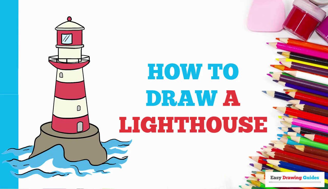 how to draw light house easy