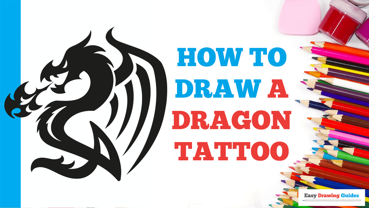 how to draw a dragon tattoo easy