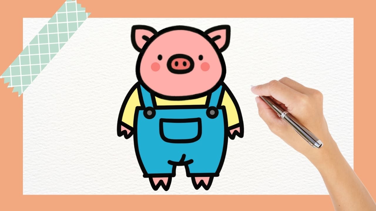 how to draw easy pig