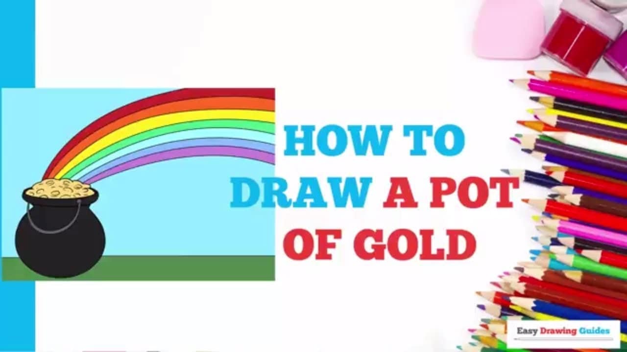 how to draw a pot of gold easy