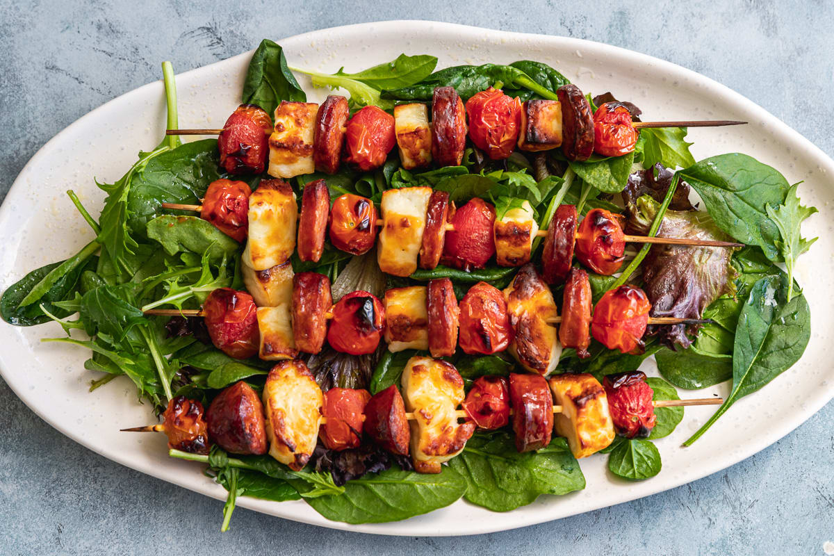 how to cook halloumi and chorizo skewers