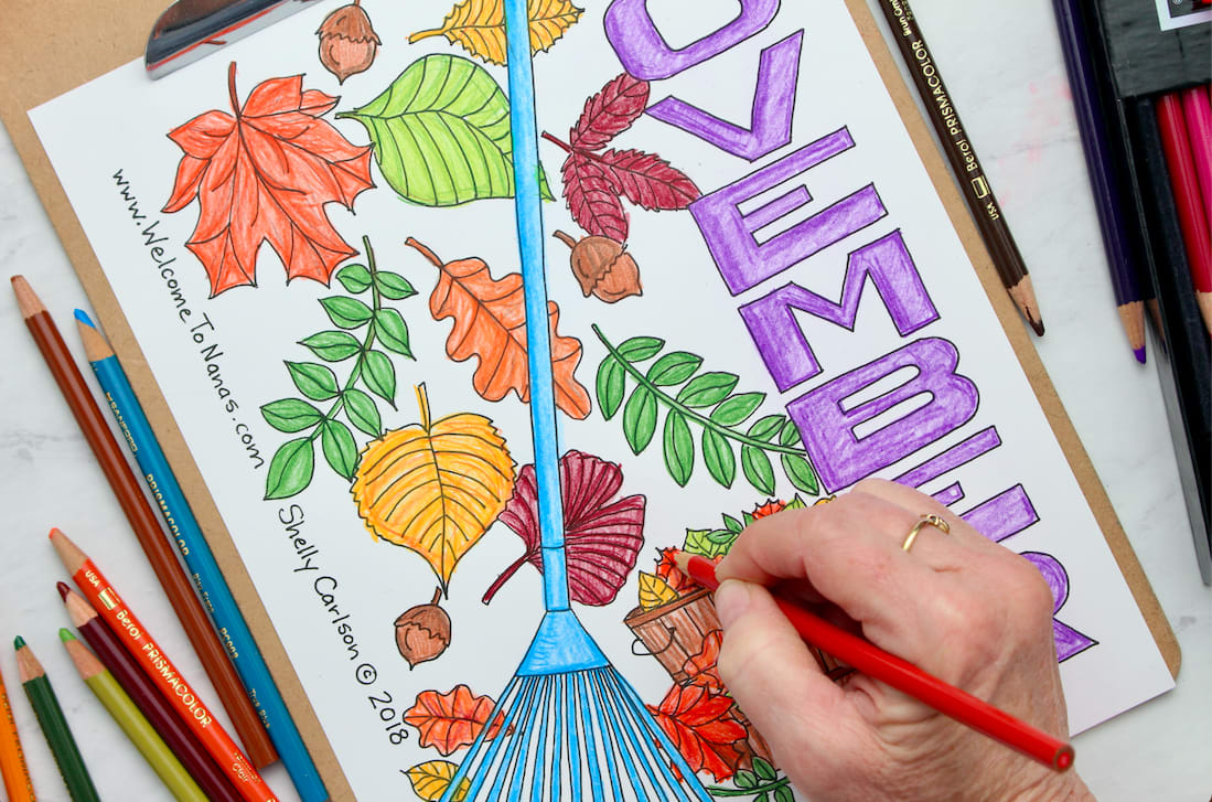 november leaves coloring pages