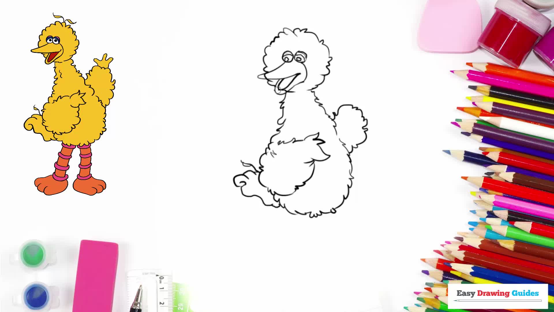 how to draw big birds head
